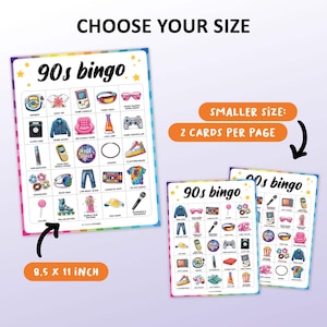 90s Party Bingo, 50 Unique Bingo Cards, Fun 90's Party Game, Printable ...