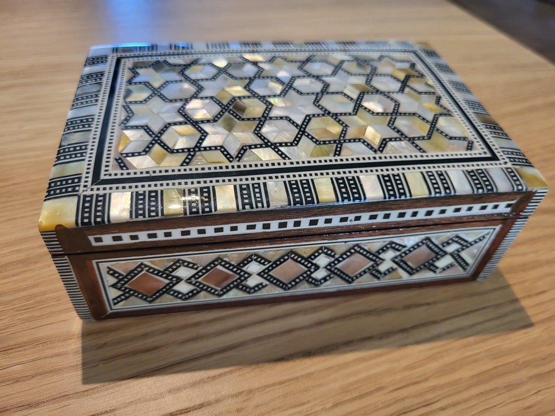 Original Egyptian Wooden Box With Mother-of-pearl and Stone Mosaic - Etsy