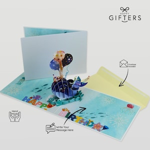 HAPPY GIFTERS Whale Pop up Birthday Card – 3D Birthday Card – Popup Birthday Card – Pop up Cards ...