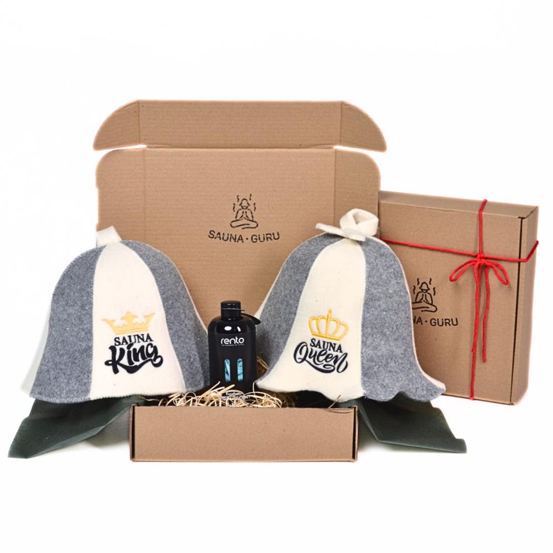 Sauna Gift Set "sauna King & Queen" - 2 X Sauna Hat Made of 100% Wool ...