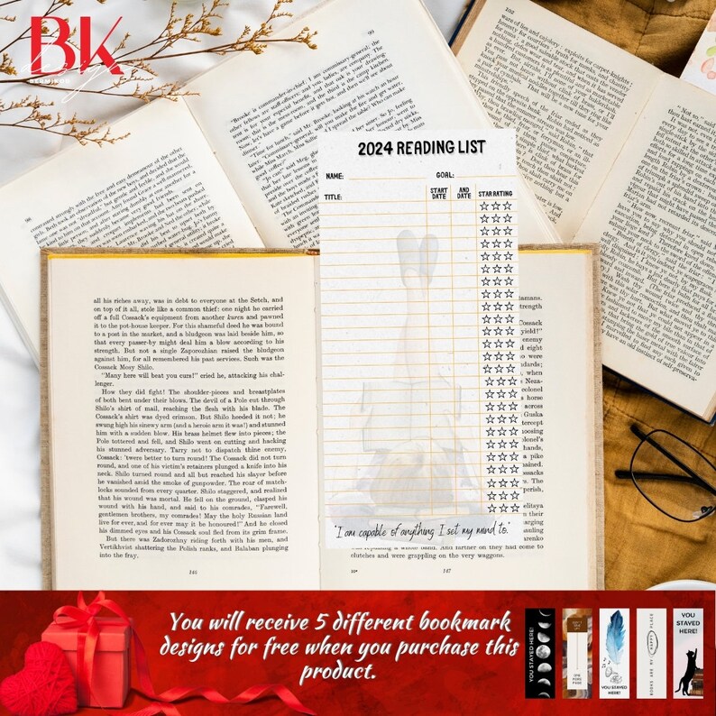 2024 Reading List Printable, Printable Reading List, Printable Bookmark ...