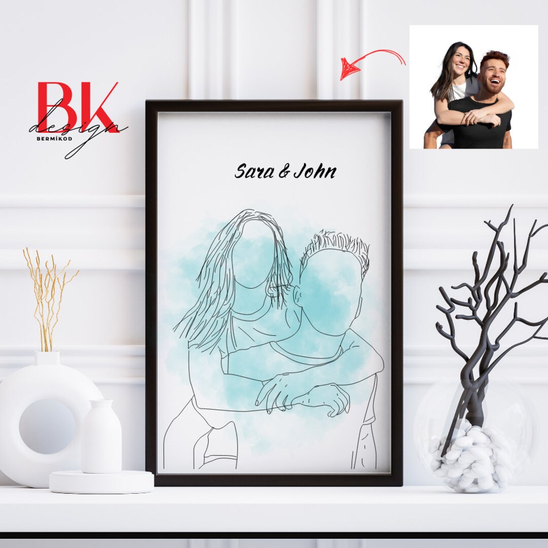 Custom Faceless Portrait Drawing, Faceless Portrait Print, Custom Line ...