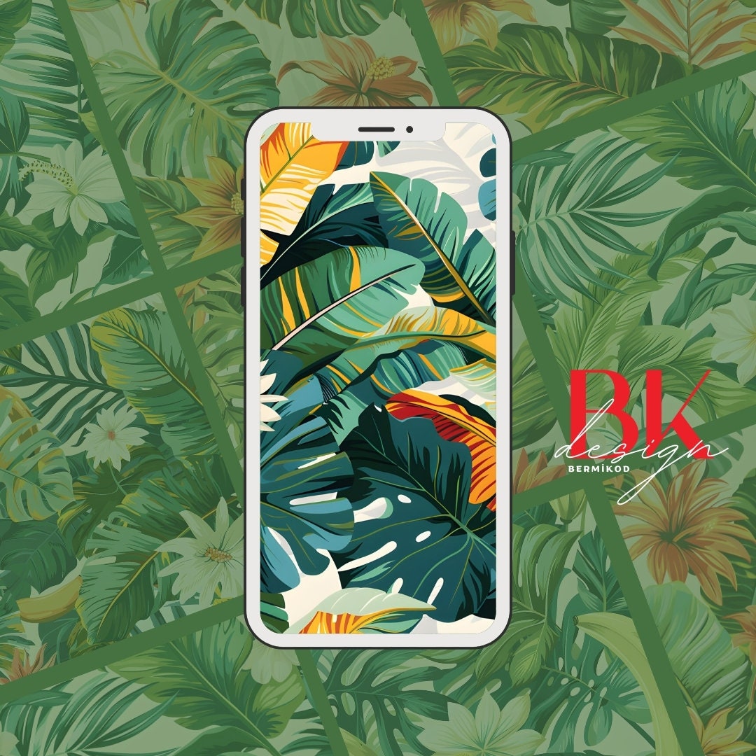 Botanic Phone Walpaper, Tree Wallpaper, Tropical Leaves Wallpaper,phone ...