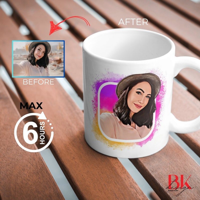 Cartoon Portrait Mug - Etsy