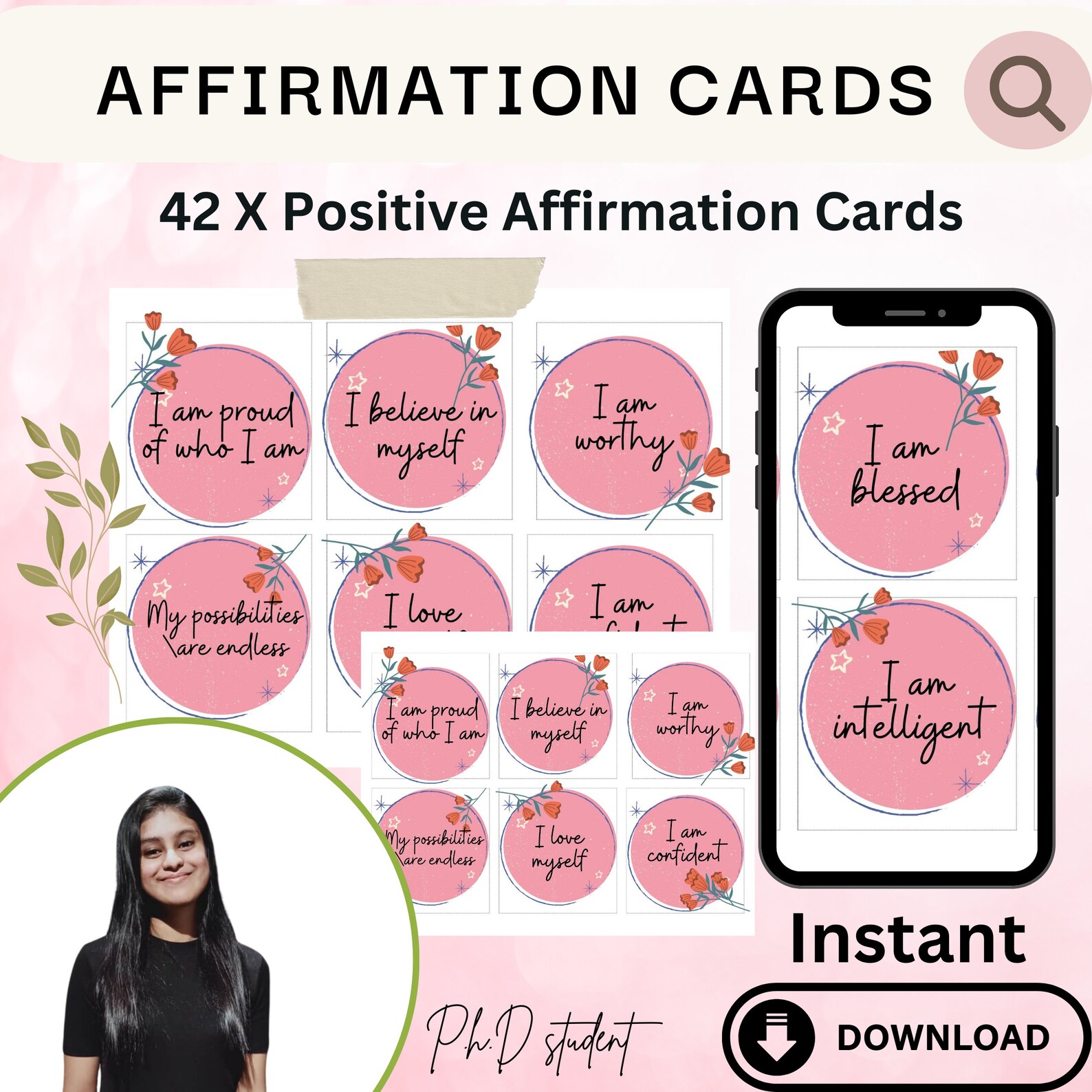 Positive Affirmation Card Printables Feeling Print Adult Daily Affirm ...