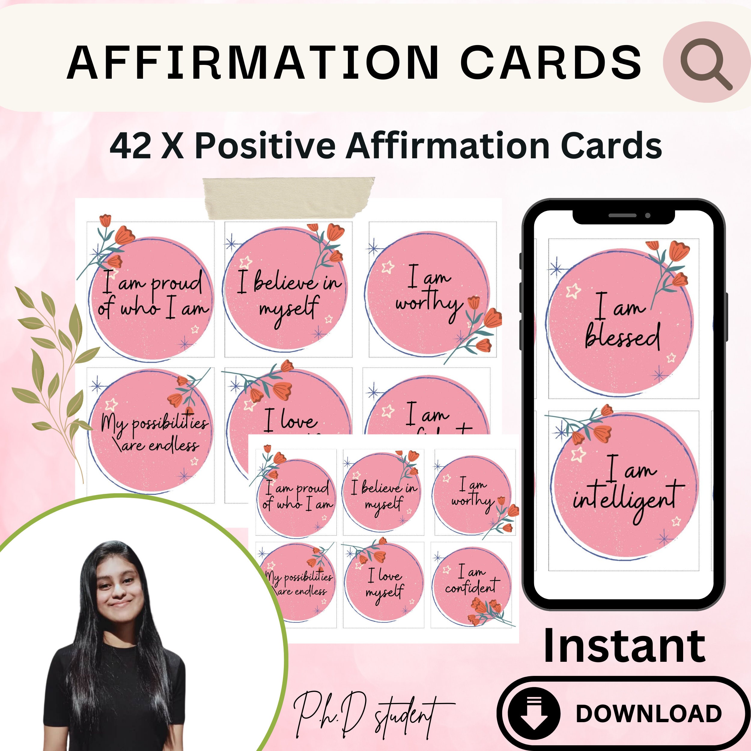 Positive Affirmation Card Printables Feeling Print Adult Daily Affirm ...