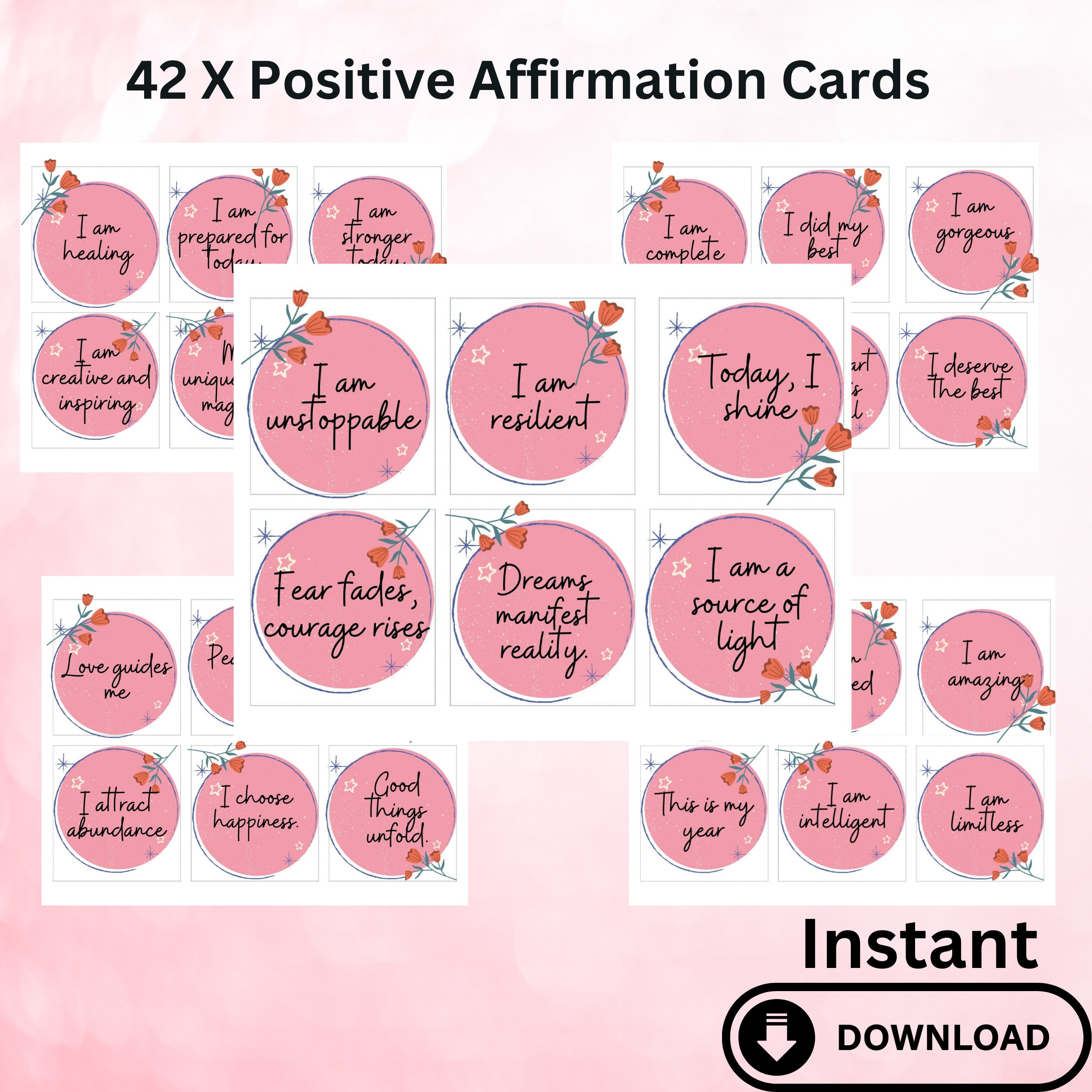 Positive Affirmation Card Printables Feeling Print Adult Daily Affirm ...