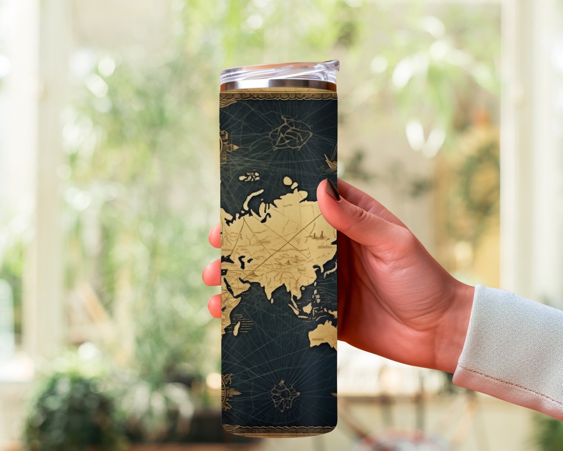 Ancient World Map Tumbler Wrap Design, 20oz Skinny Tumbler Wrap ...