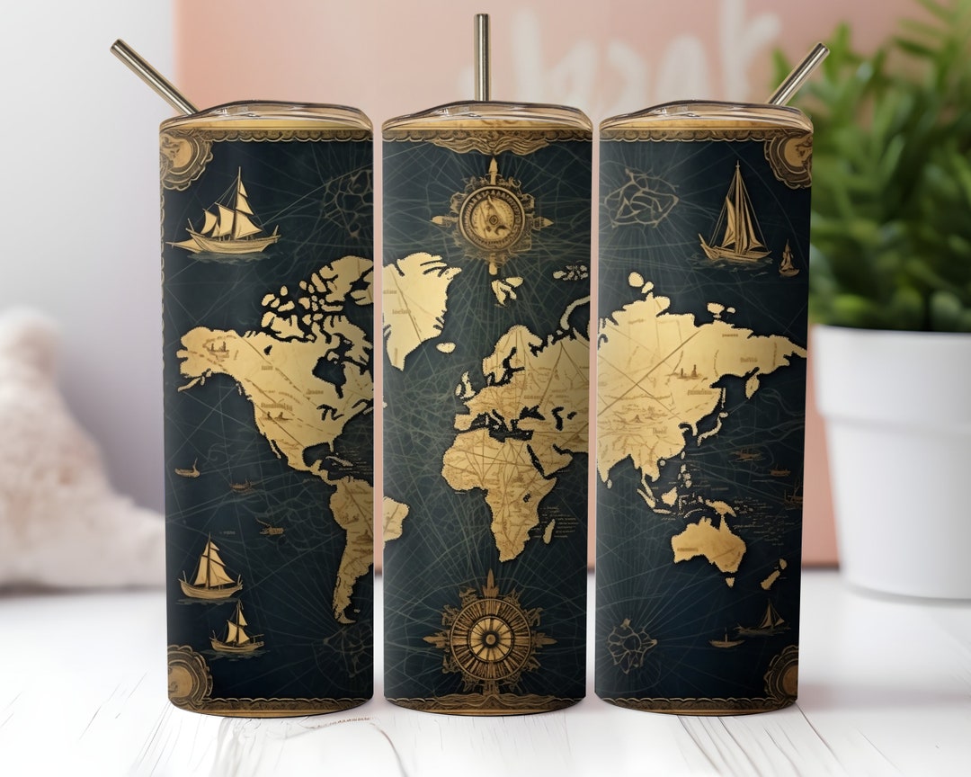 Ancient World Map Tumbler Wrap Design, 20oz Skinny Tumbler Wrap ...