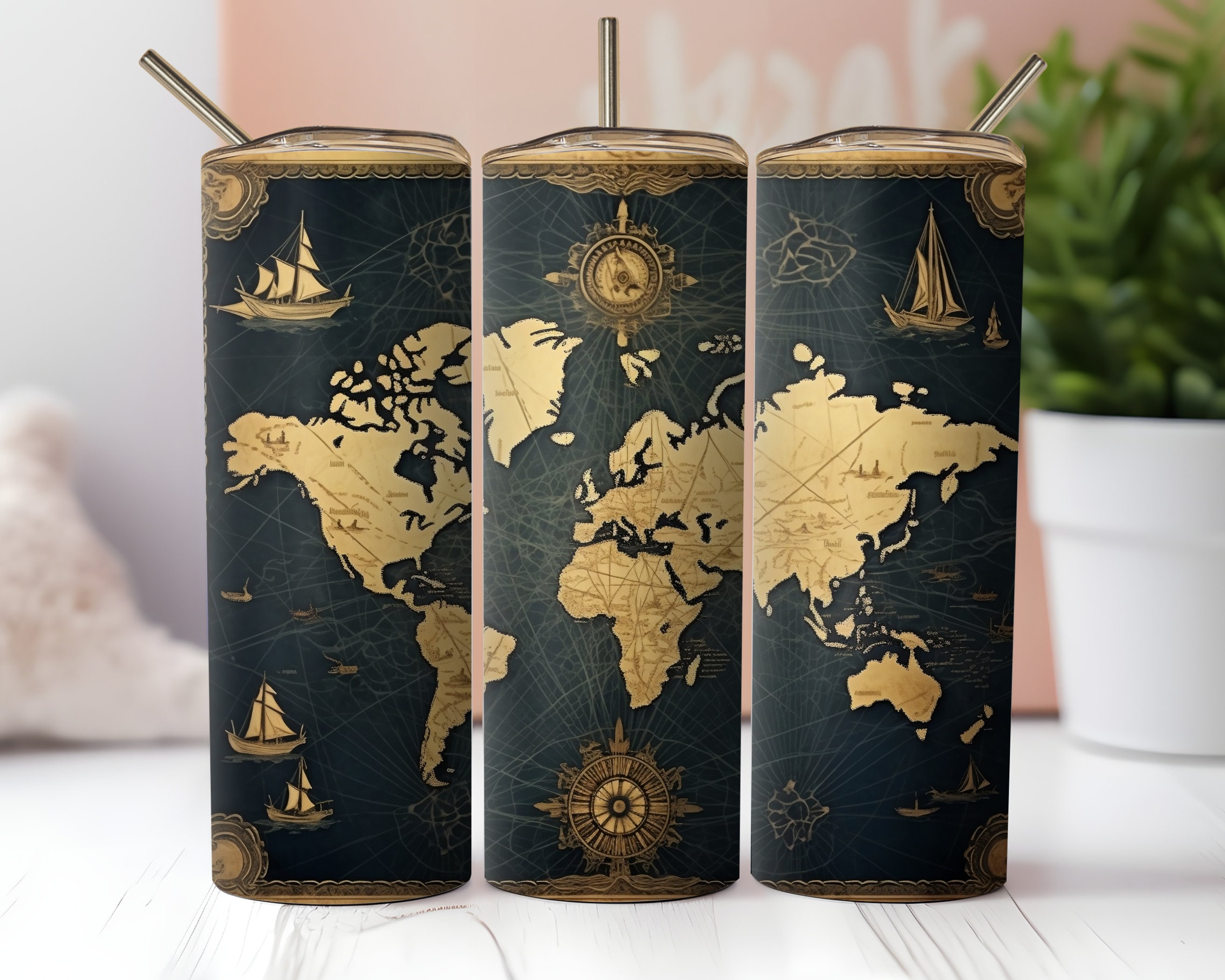Ancient World Map Tumbler Wrap Design, 20oz Skinny Tumbler Wrap ...