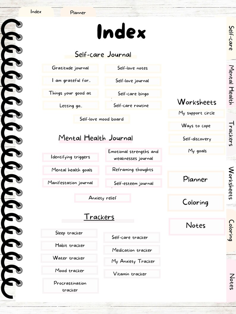 Mental Health Journal, Printable Mental Health Planner, Anxiety Mood ...