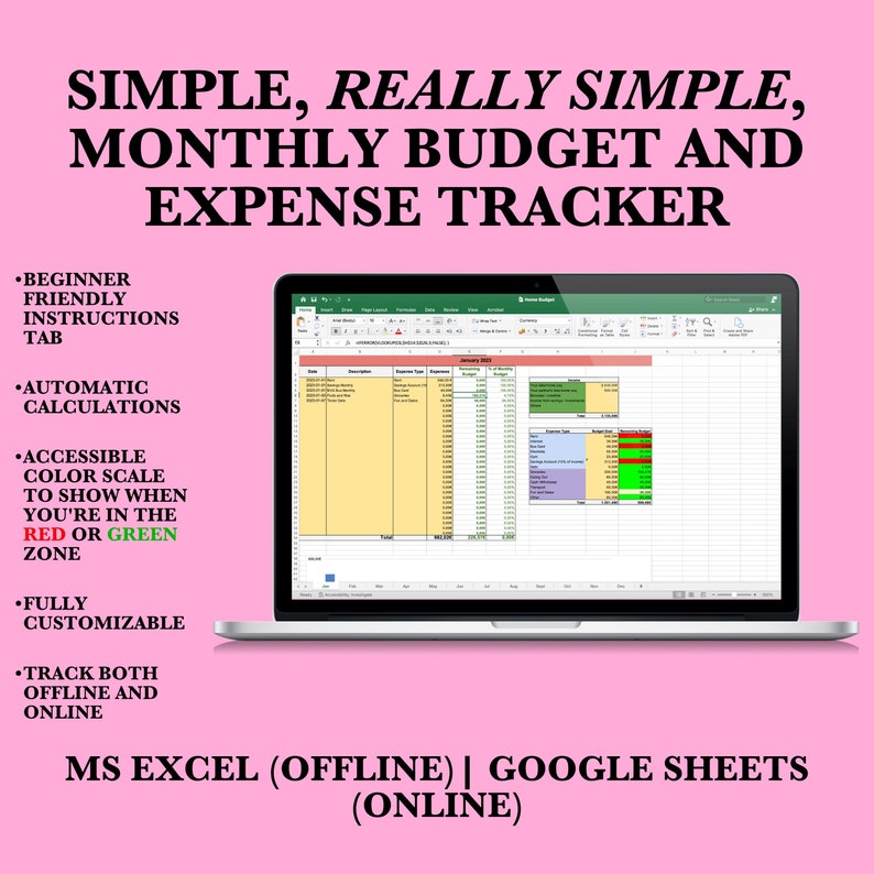 Simple Budget Spreadsheet | Google Sheets Budget Template | Expense Dashboard Tracker | Personal ...