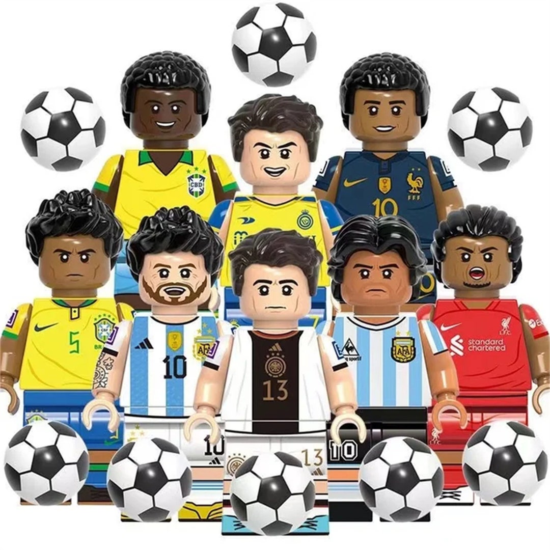 8pcss World Cup Soccer Star Messi Mbappe C Ronaldo Minifigures - Etsy