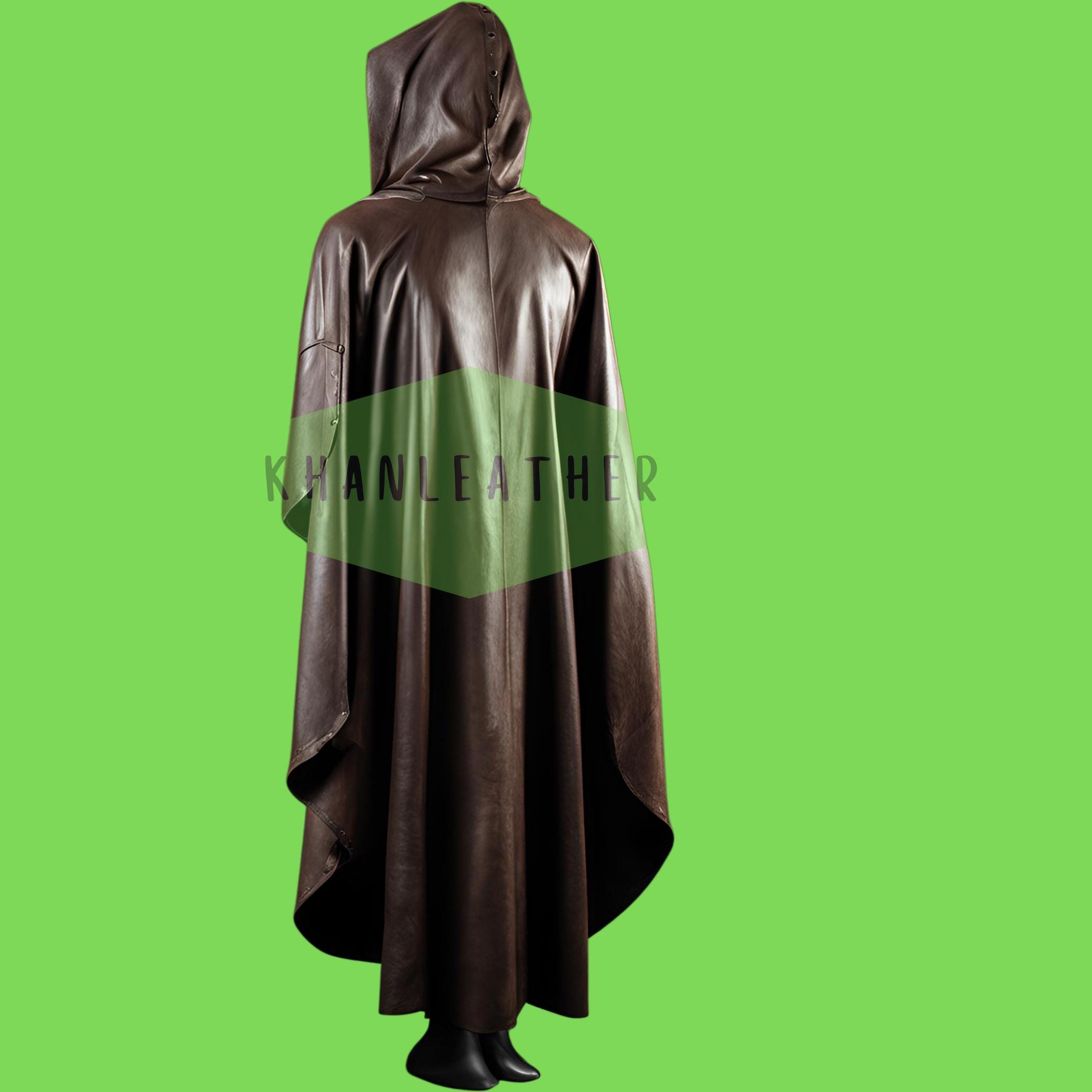 Handmade Dark Brown Leather Hooded Cloak Medieval Fantasy Cape - Etsy