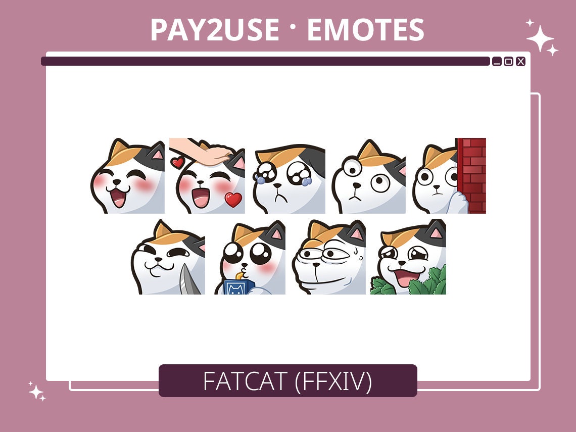 18 Fat Cat Emotes From Final Fantasy XIV 14 FFXIV Optimized for Twitch ...