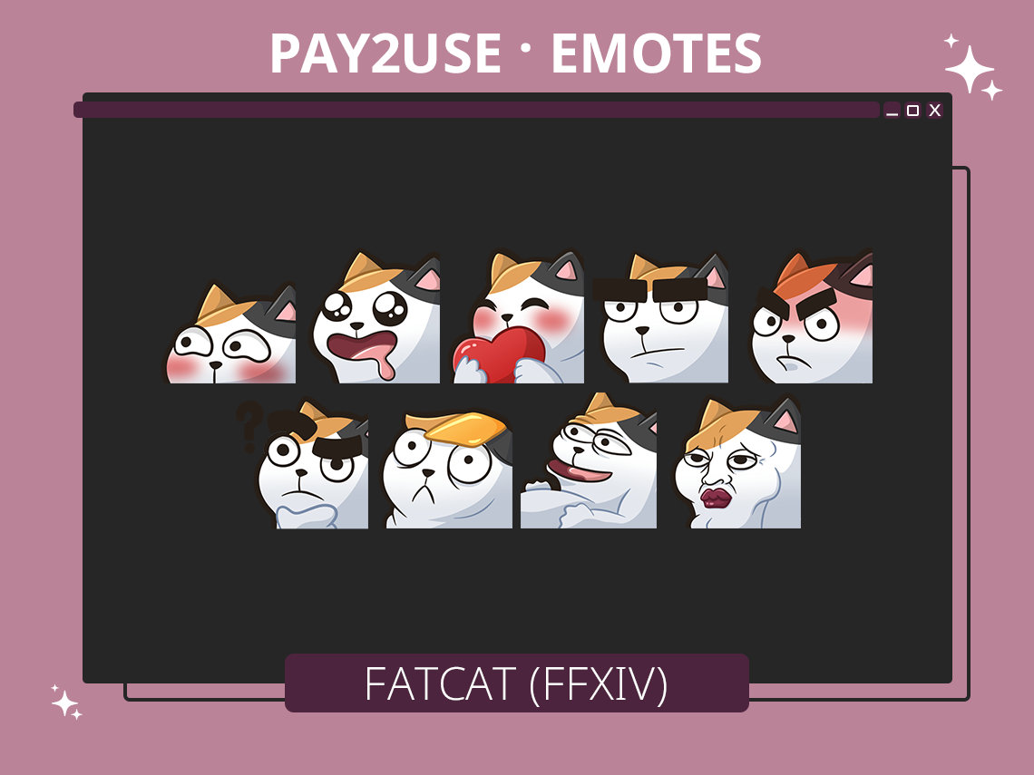18 Fat Cat Emotes From Final Fantasy XIV 14 FFXIV Optimized for Twitch ...