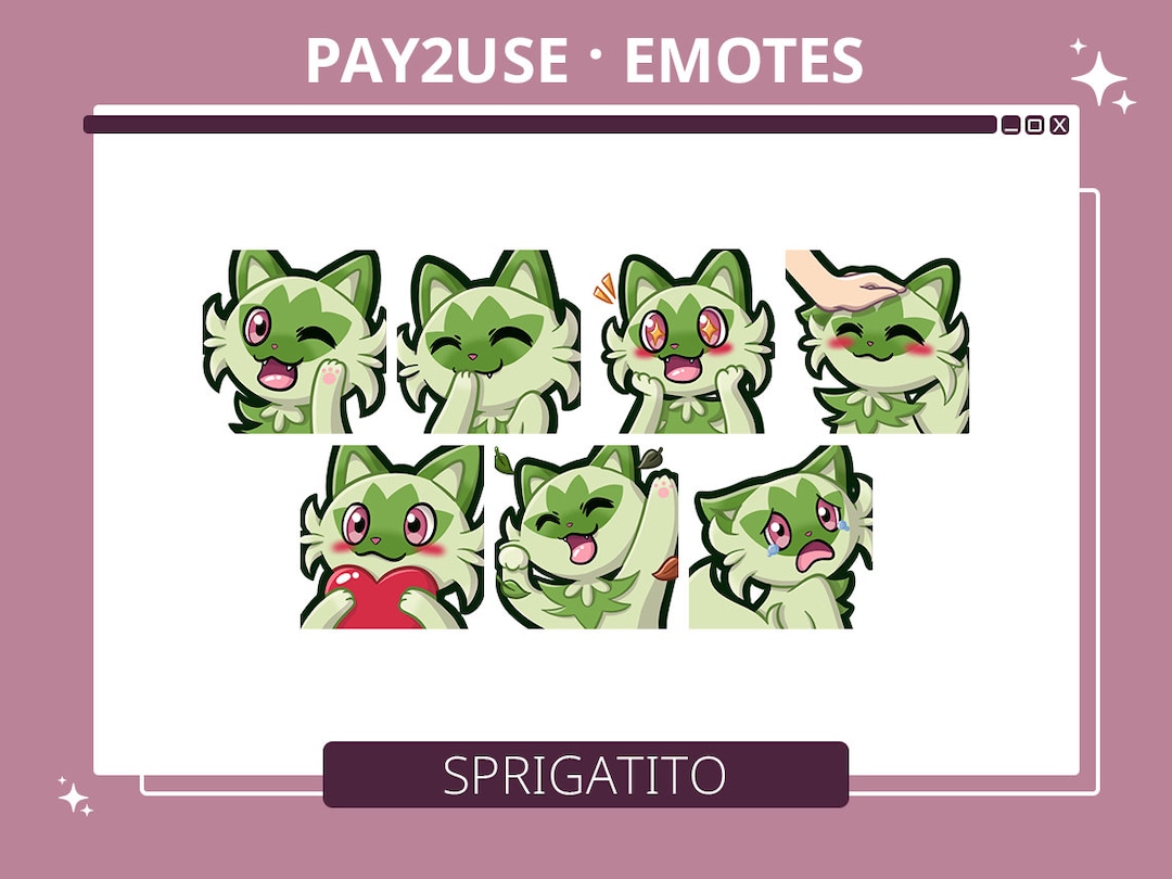 7 Sprigatito Emotes From Pokémon Crimson and Crimson Optimized for ...