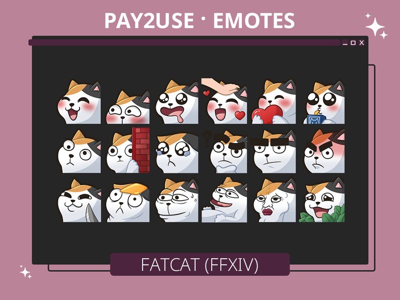 18 Fat Cat Emotes From Final Fantasy XIV 14 FFXIV Optimized for Twitch ...