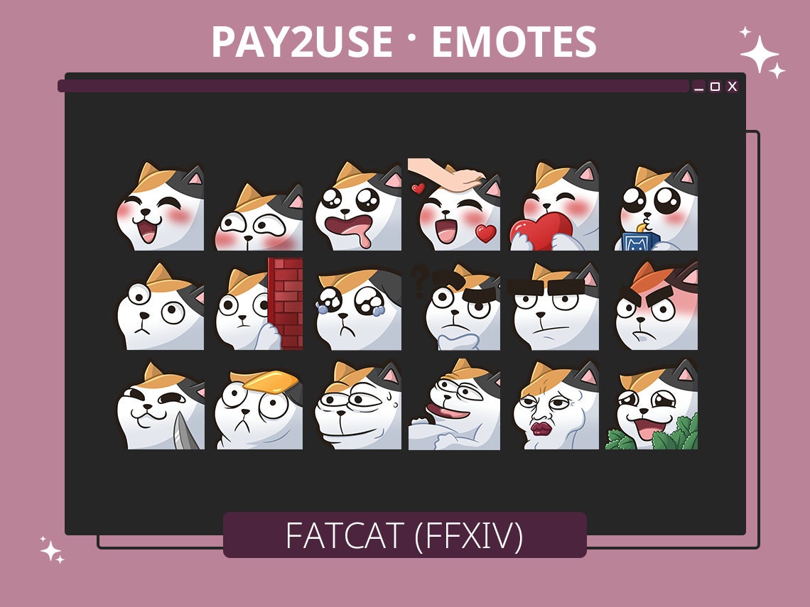 18 Fat Cat Emotes From Final Fantasy XIV 14 FFXIV Optimized for Twitch ...