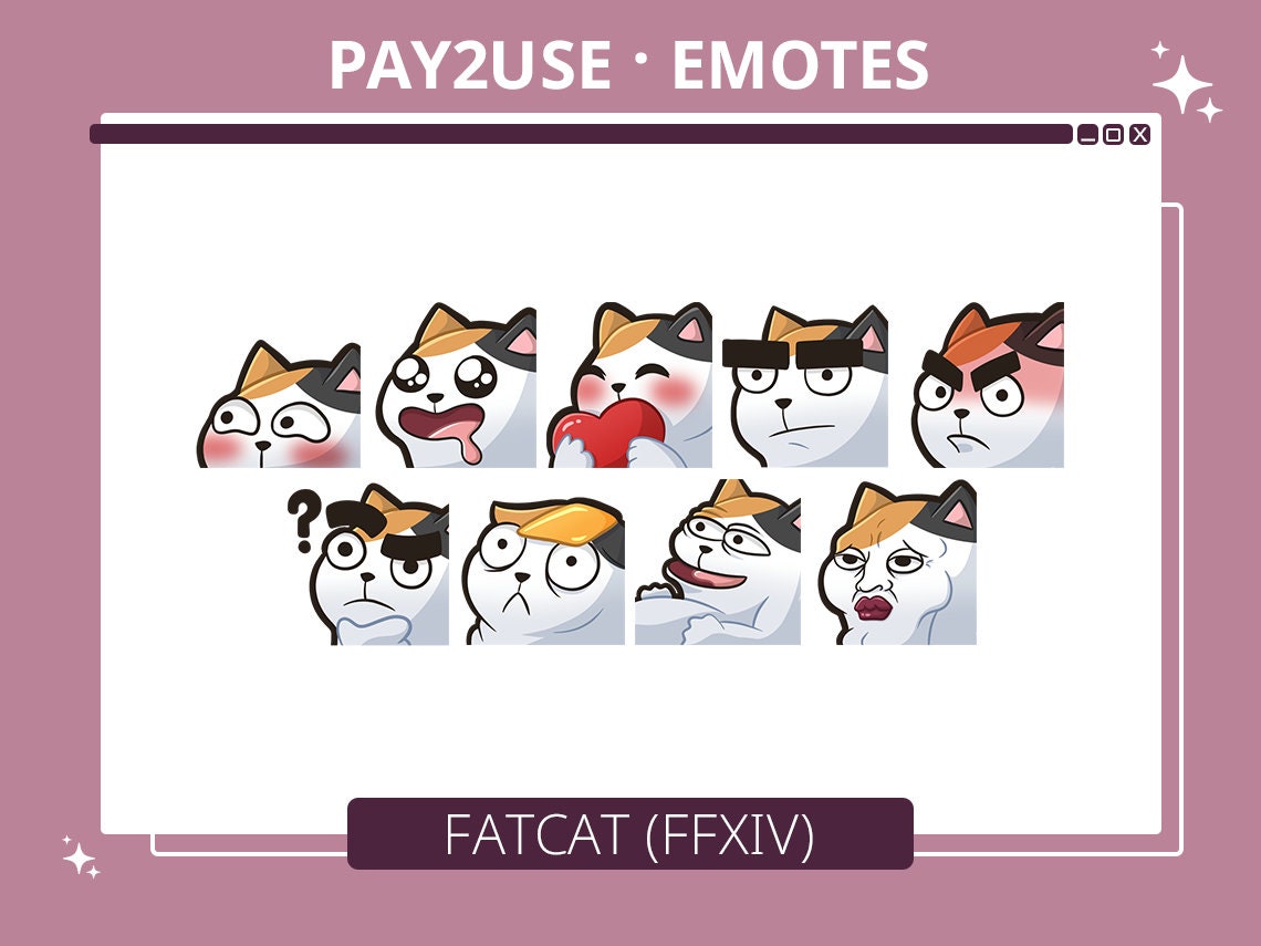 18 Fat Cat Emotes From Final Fantasy XIV 14 FFXIV Optimized for Twitch ...