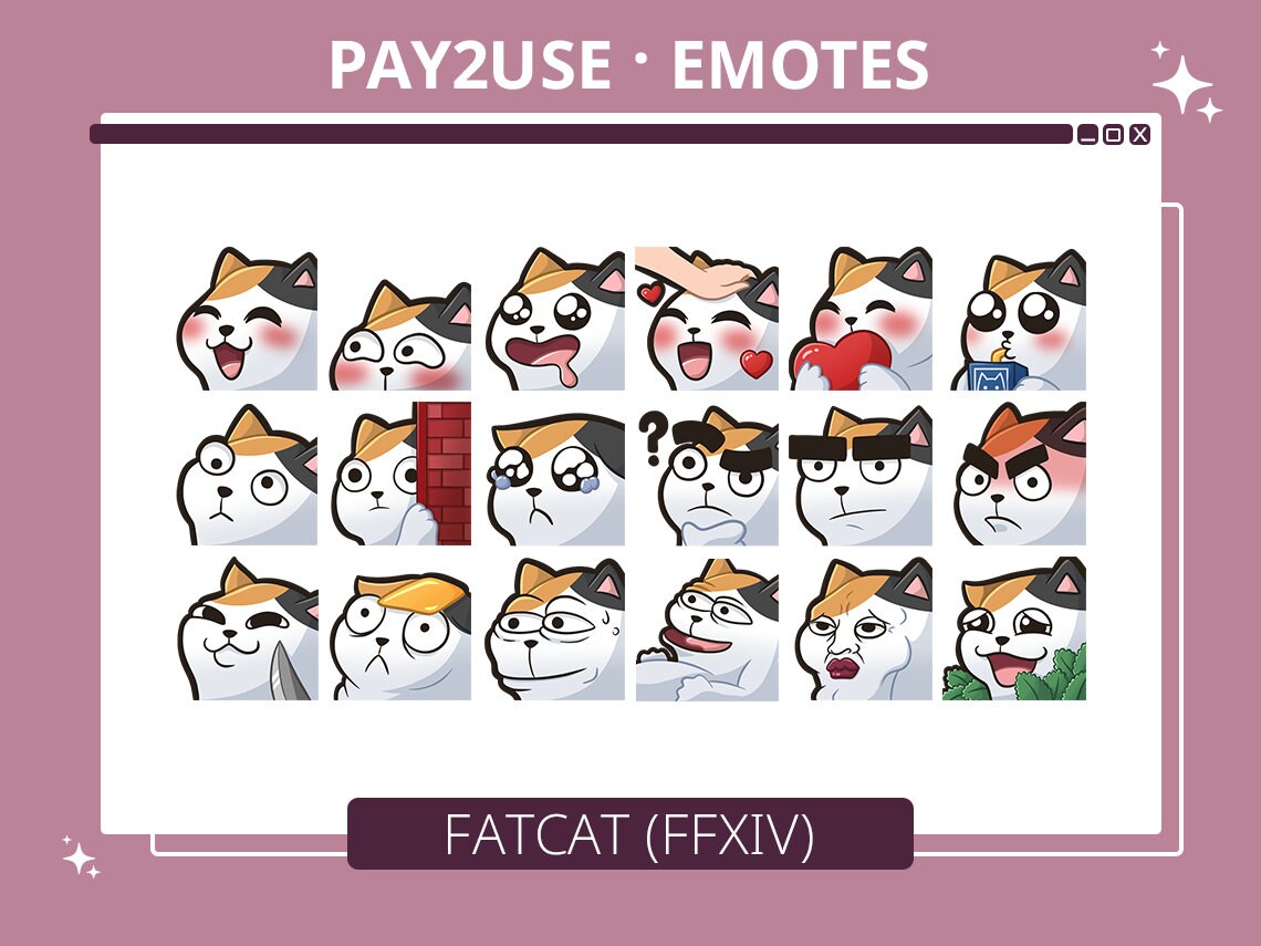 18 Fat Cat Emotes From Final Fantasy XIV 14 FFXIV Optimized for Twitch ...
