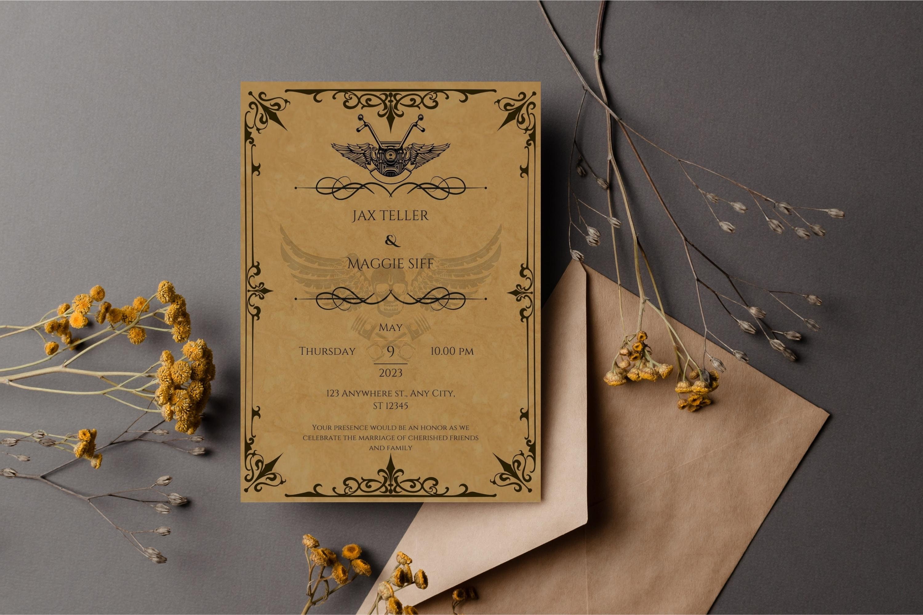 Harley Davidson Wedding Invitations Template - Harley Motorcycle Lovers ...