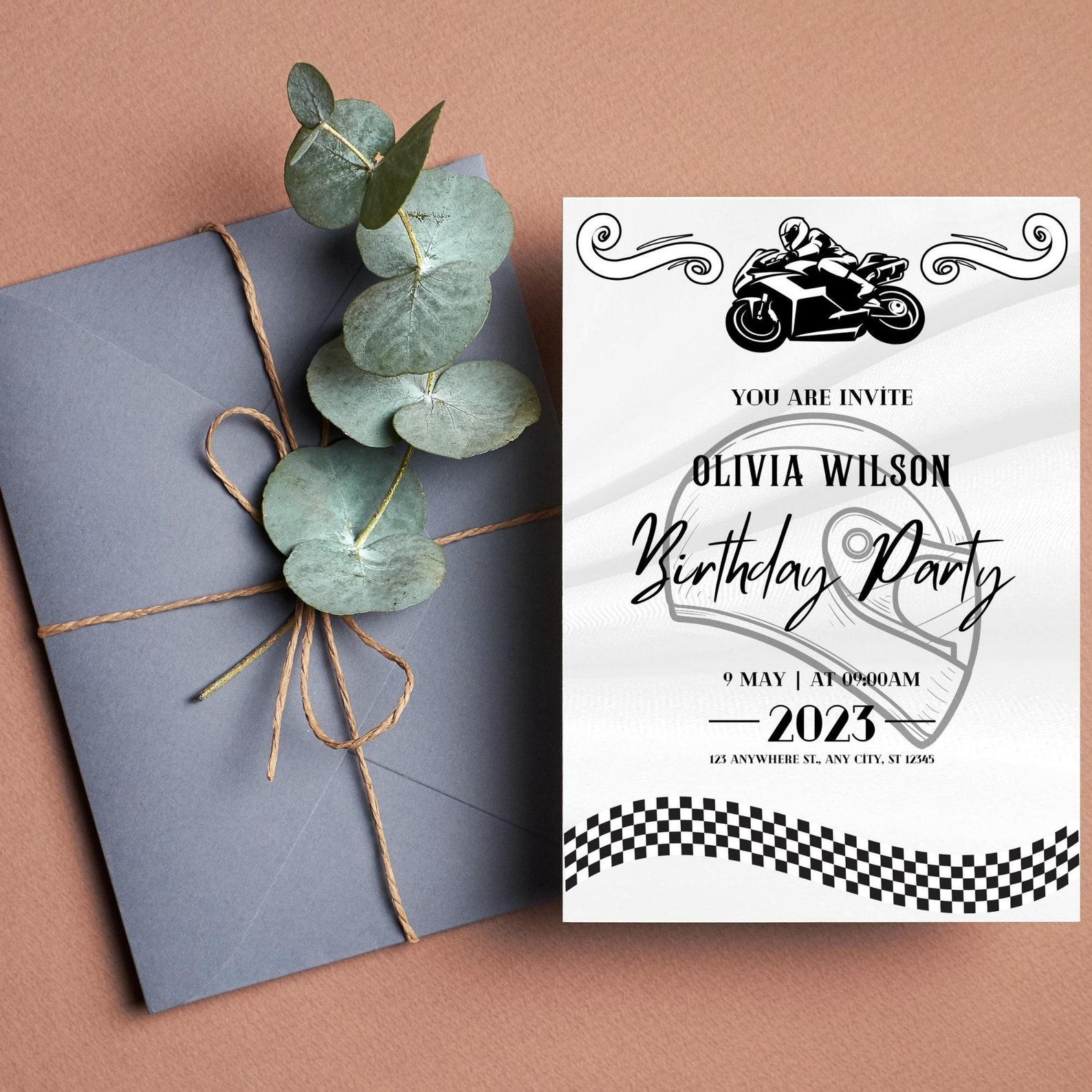 Motorcycle Birthday Invitation Template | Editable DIY Invite (canva ...