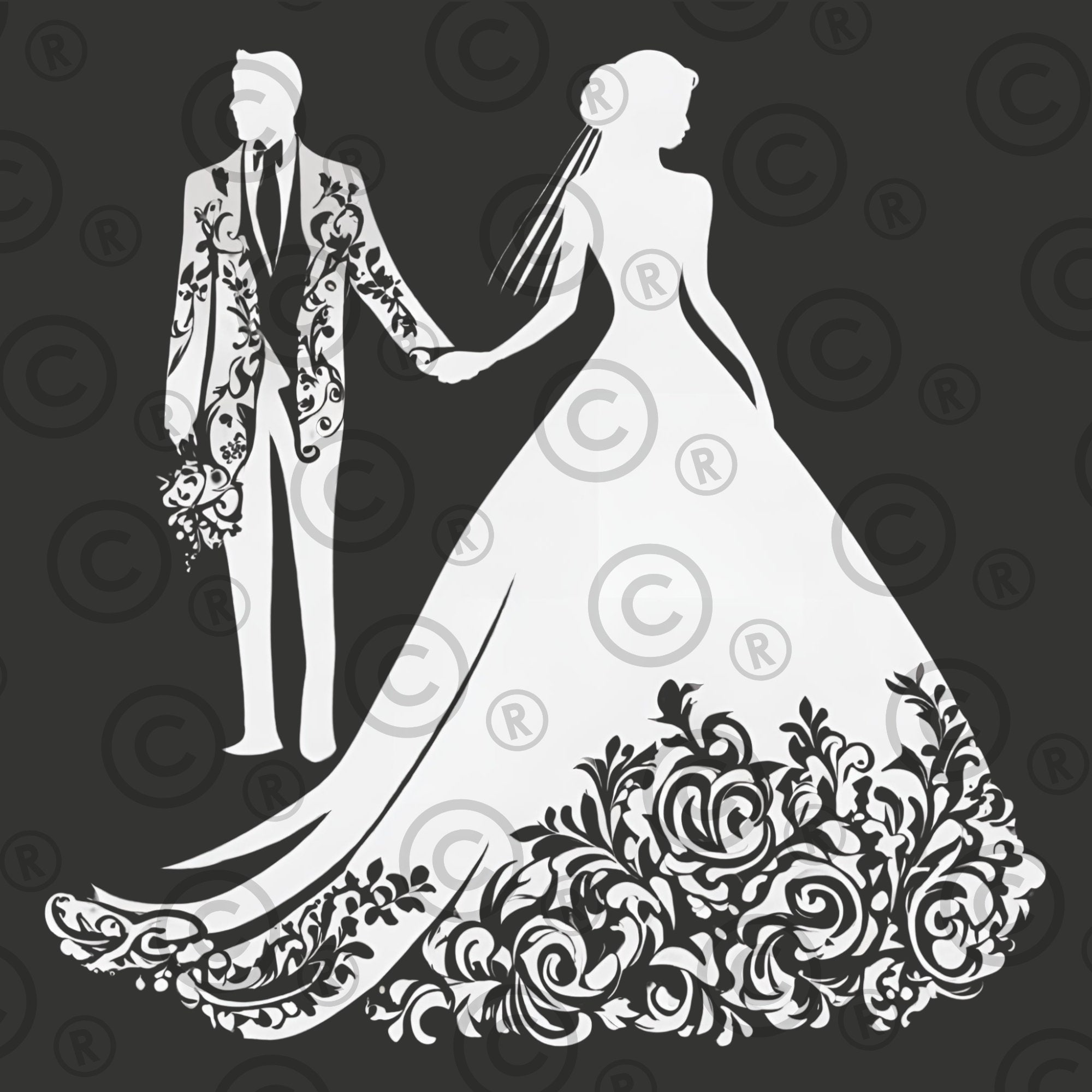 Bride SVG and PNG Clip Art Bundle - Custom Wedding Invitation Bundle ...
