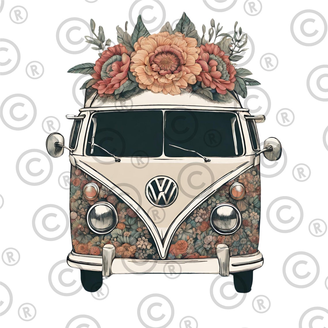 Boho VW Van Clipart Set Campervan Svg Camping Van Classic Car Svg ...