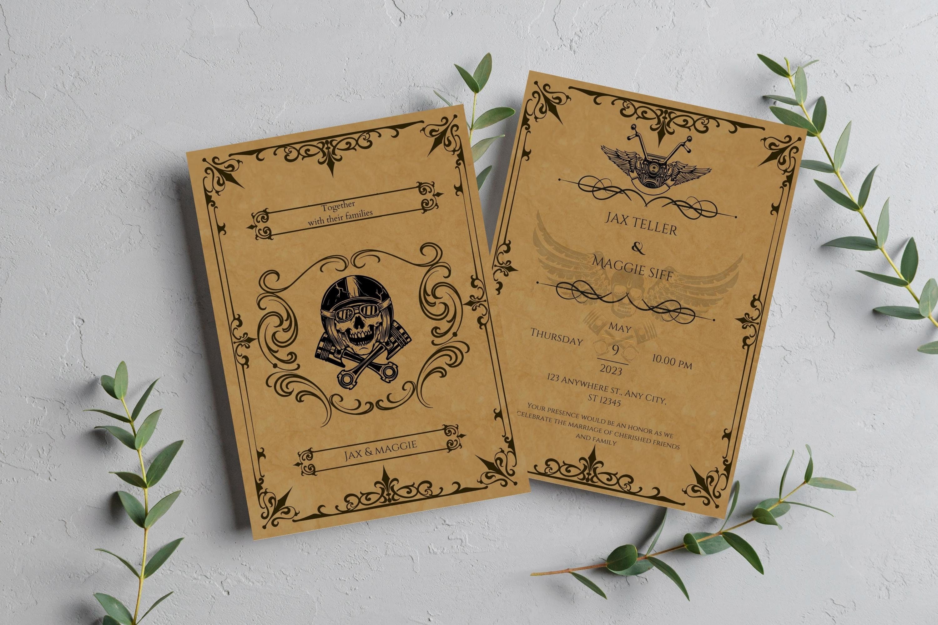 Harley Davidson Wedding Invitations Template - Harley Motorcycle Lovers ...
