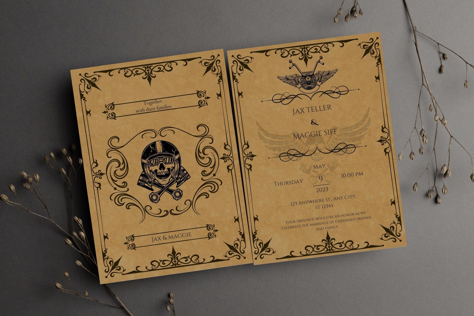 Harley Davidson Wedding Invitations Template - Harley Motorcycle Lovers ...