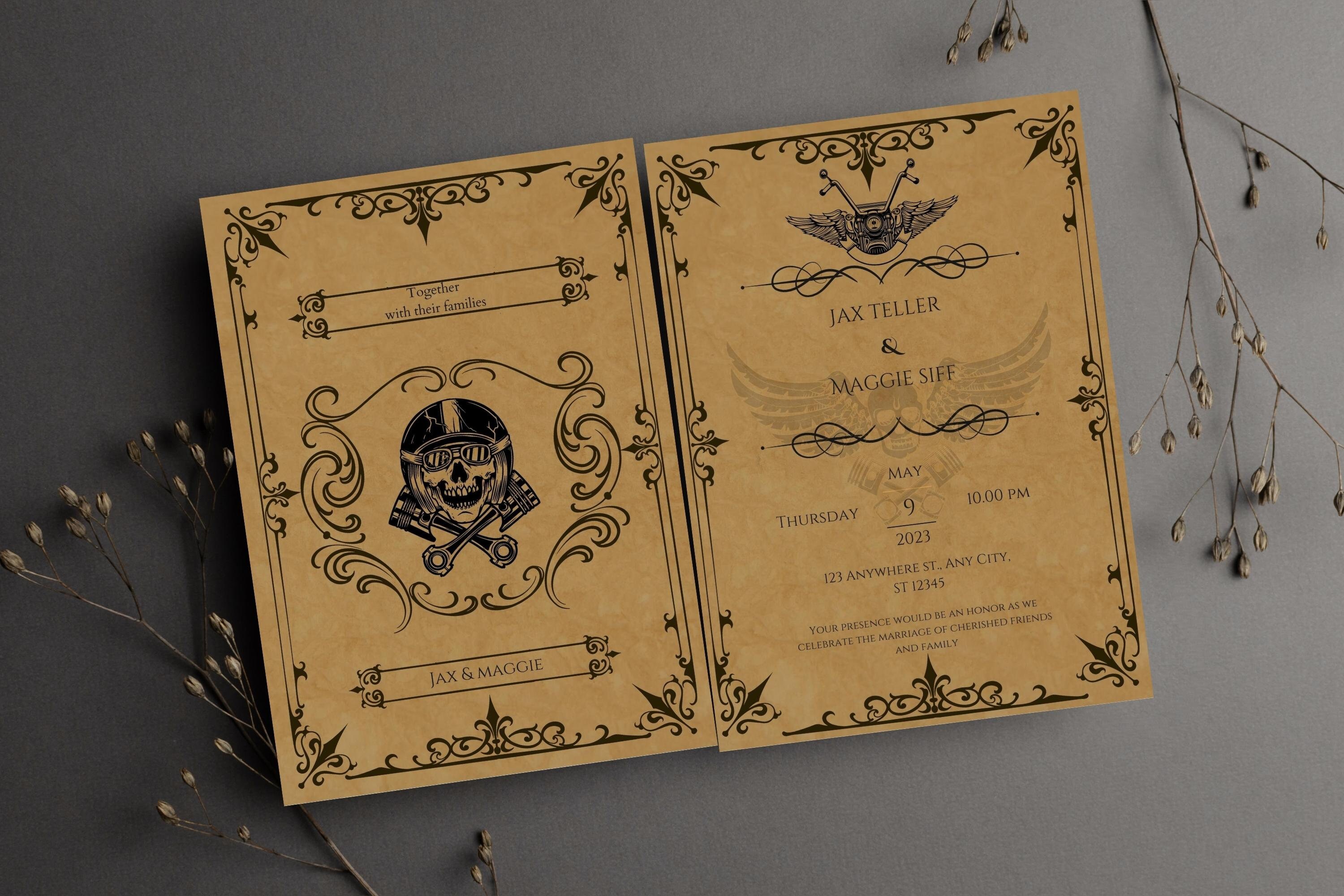 Harley Davidson Wedding Invitations Template - Harley Motorcycle Lovers ...