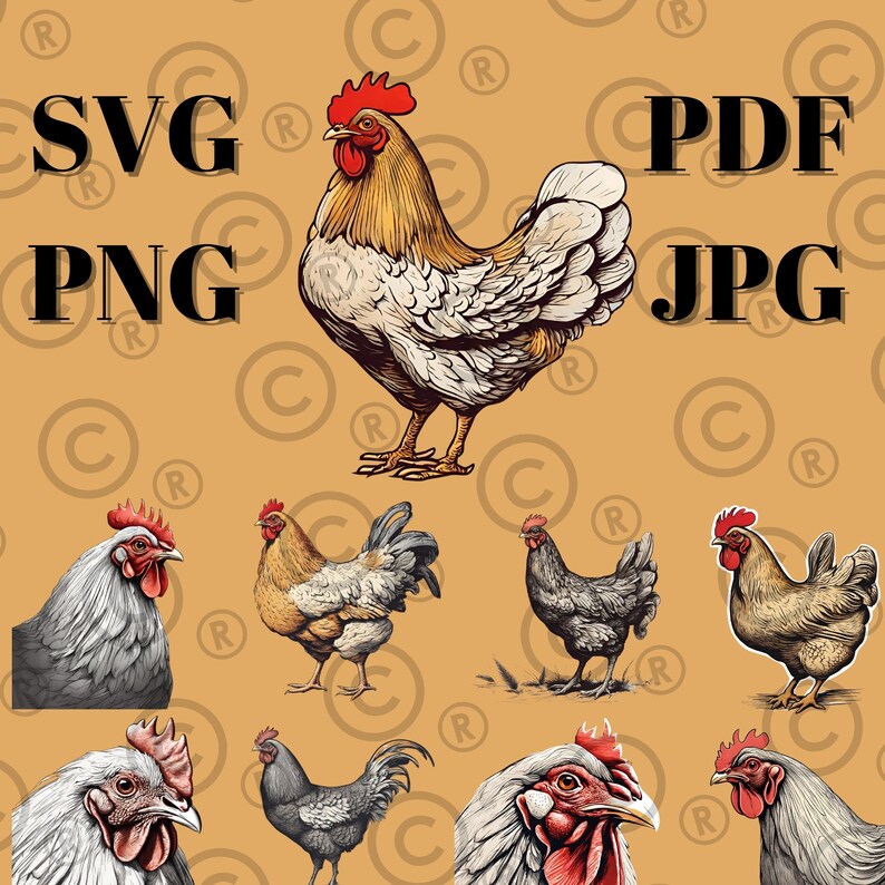 Chicken Clip Art Bundle - SVG, PDF, PNG, Jpeg Files Included - Etsy UK