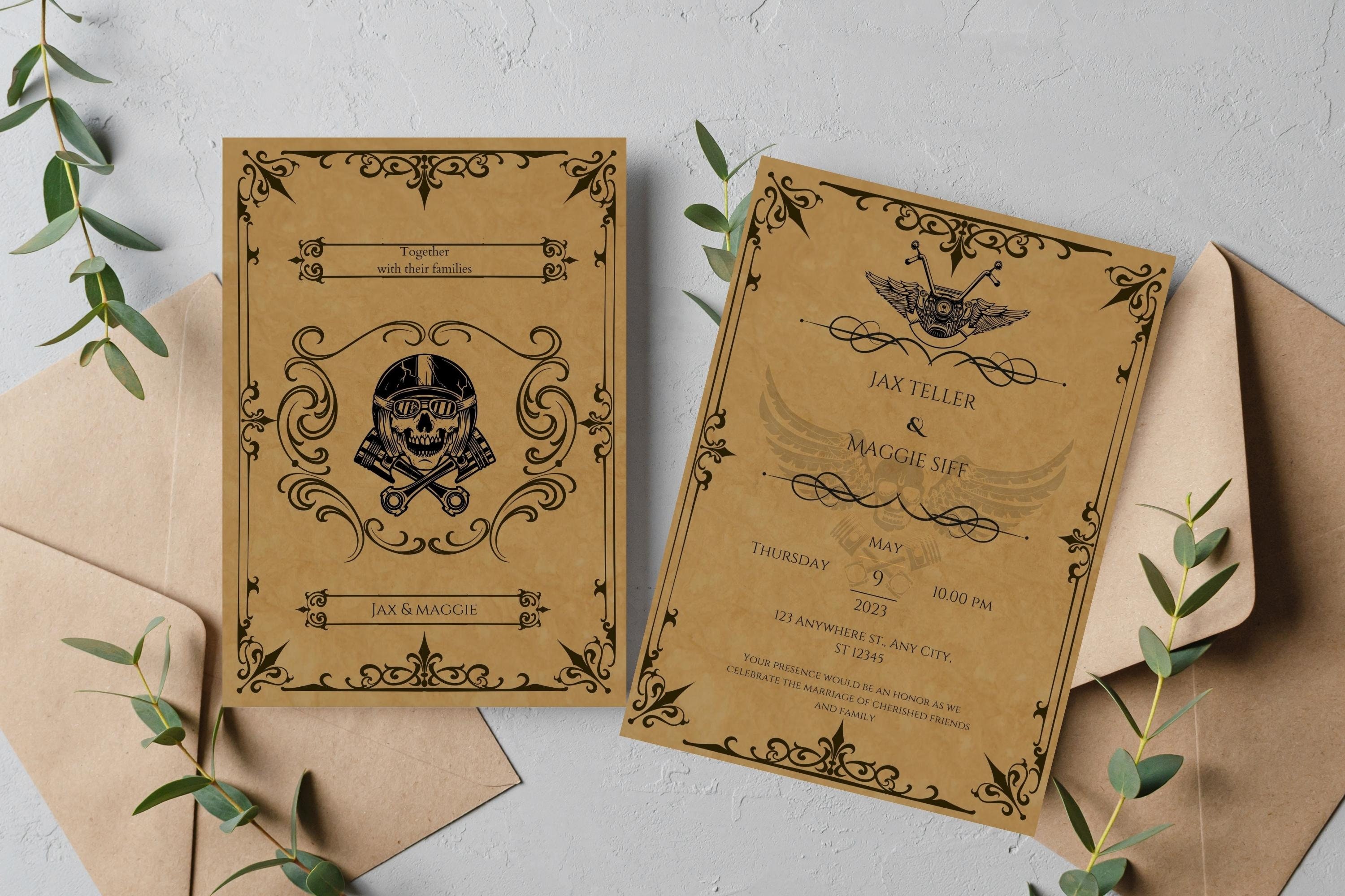 Harley Davidson Wedding Invitations Template - Harley Motorcycle Lovers ...