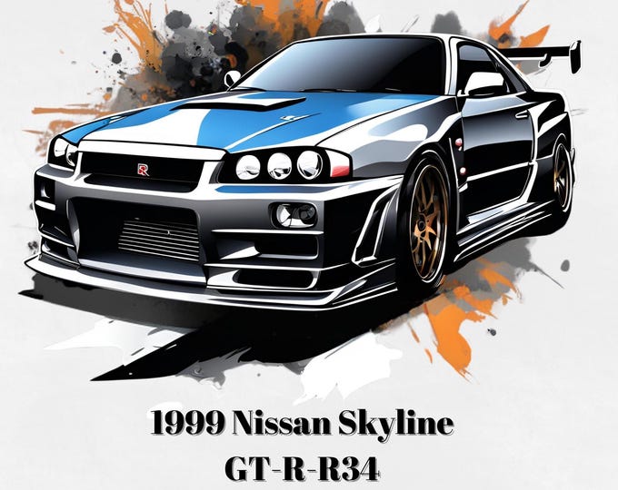 Nissan Skyline R34 Clipart Set – GTR34 SVG, PNG, Pdf, Jpeg | Digital ...