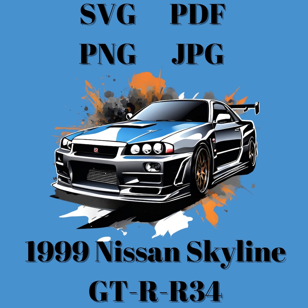 1999 Nissan Skyline GT-R R34 Digital Design - SVG - PNG - Pdf - Jpeg ...