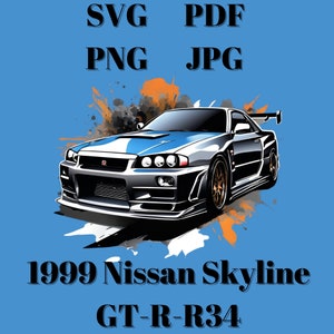 1999 Nissan Skyline GT-R R34 Digital Design - SVG - PNG - Pdf - Jpeg ...