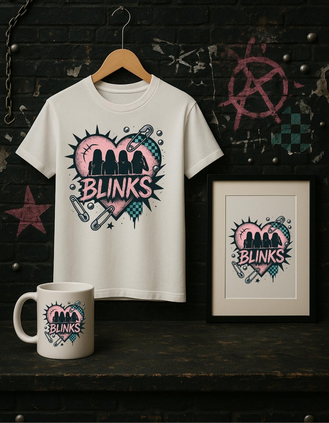Punk BLINKS Heart SVG PNG – Blackpink Fan Punk Clipart, Instant Digital ...