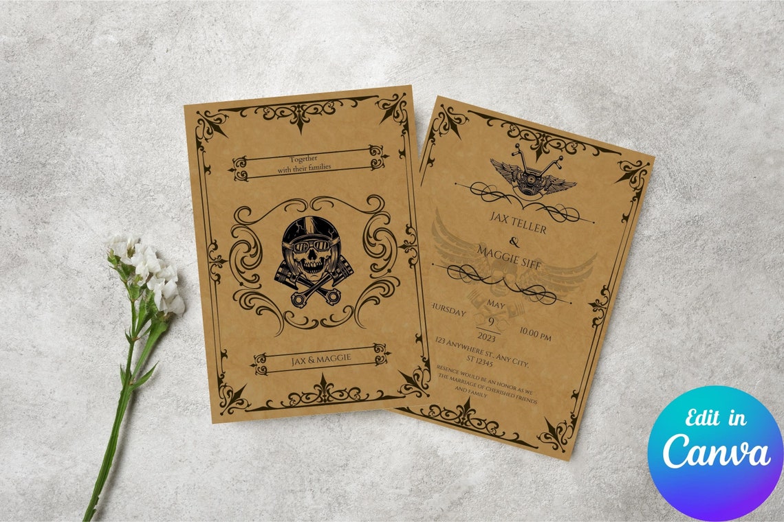 Harley Davidson Wedding Invitations Template Harley Motorcycle Lovers ...