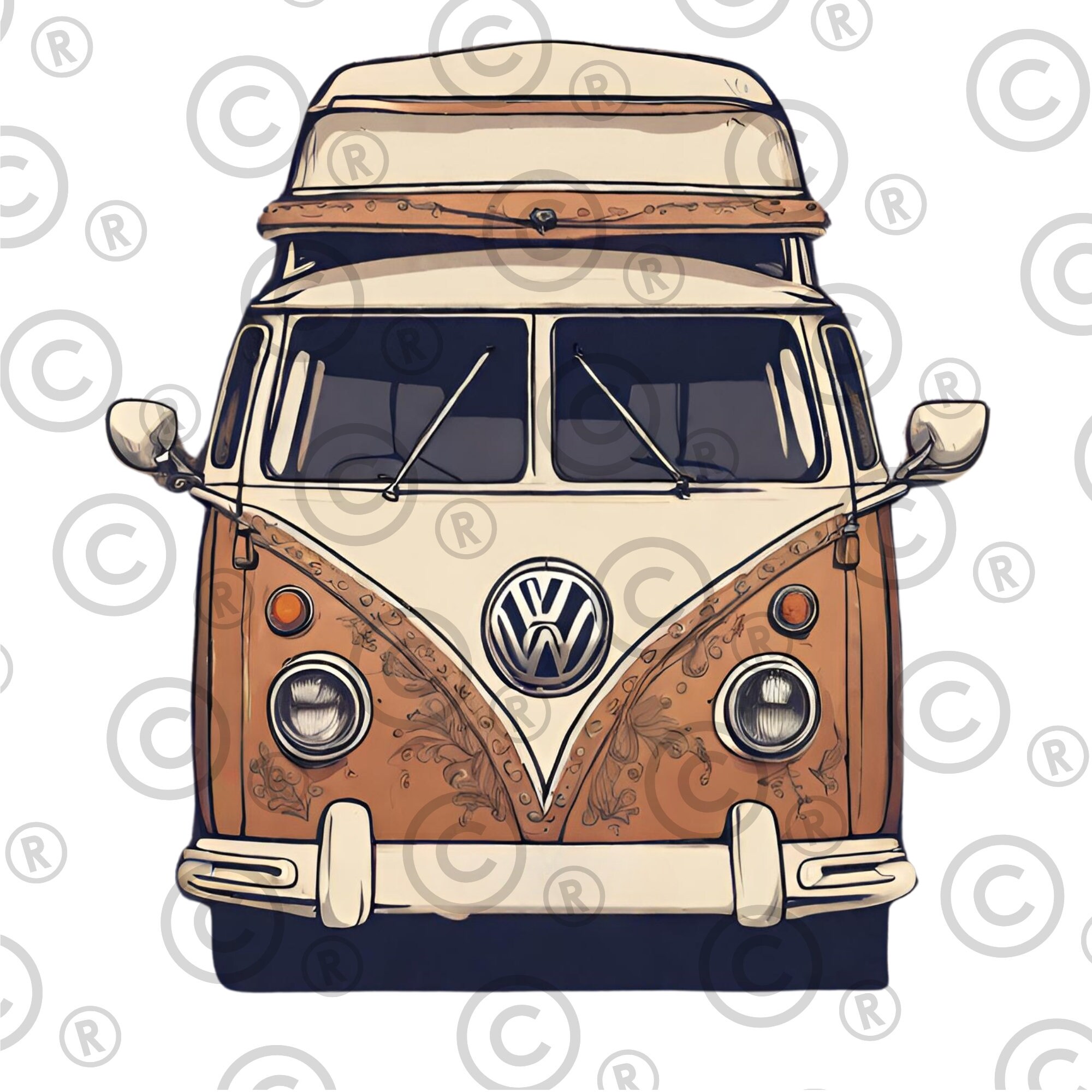 Boho VW Van Clipart Set - Campervan Svg - Camping Van - Classic Car Svg ...