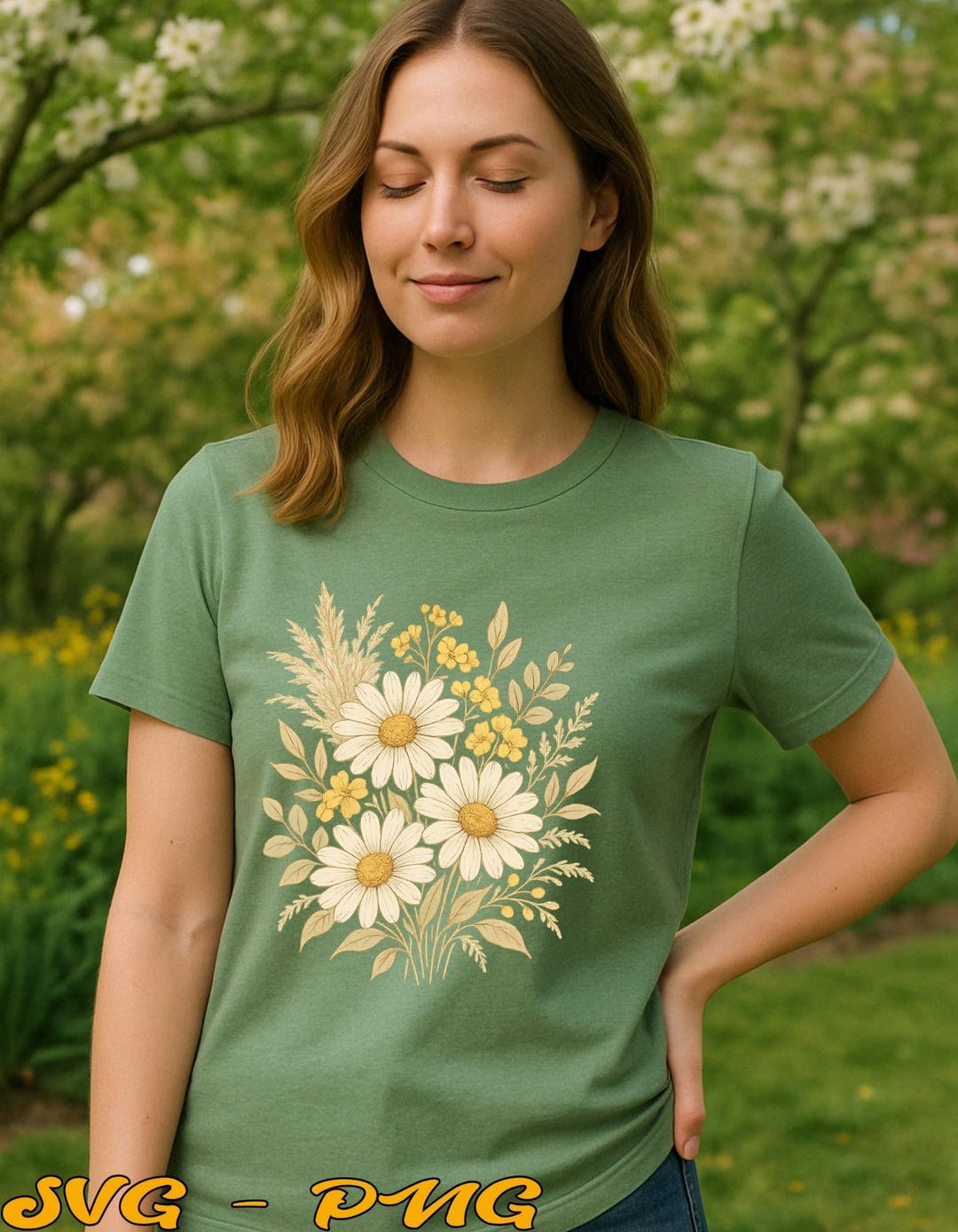 Boho Daisy Flower Clipart PNG – Wildflower Bouquet Sublimation Design ...