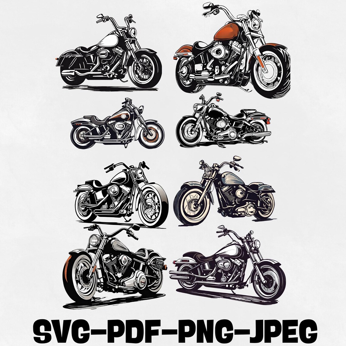 Harley Davidson Chopper SVG Bundle – Vintage Motorcycle Clipart – Biker ...