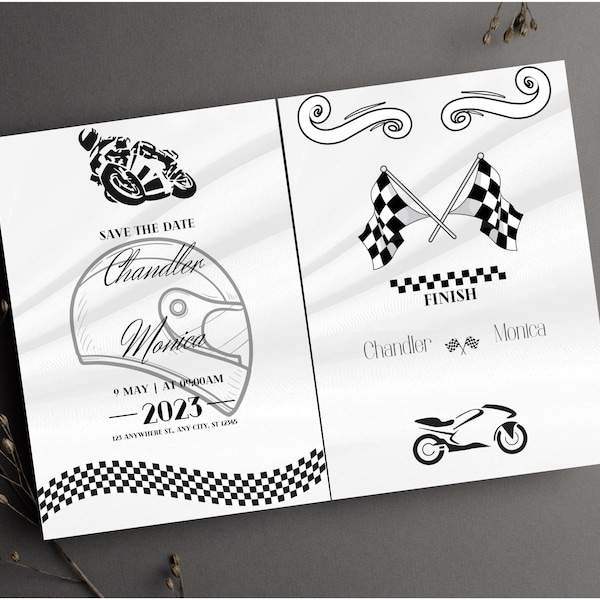 Motorcycle Themed Wedding Invitation Template - Etsy