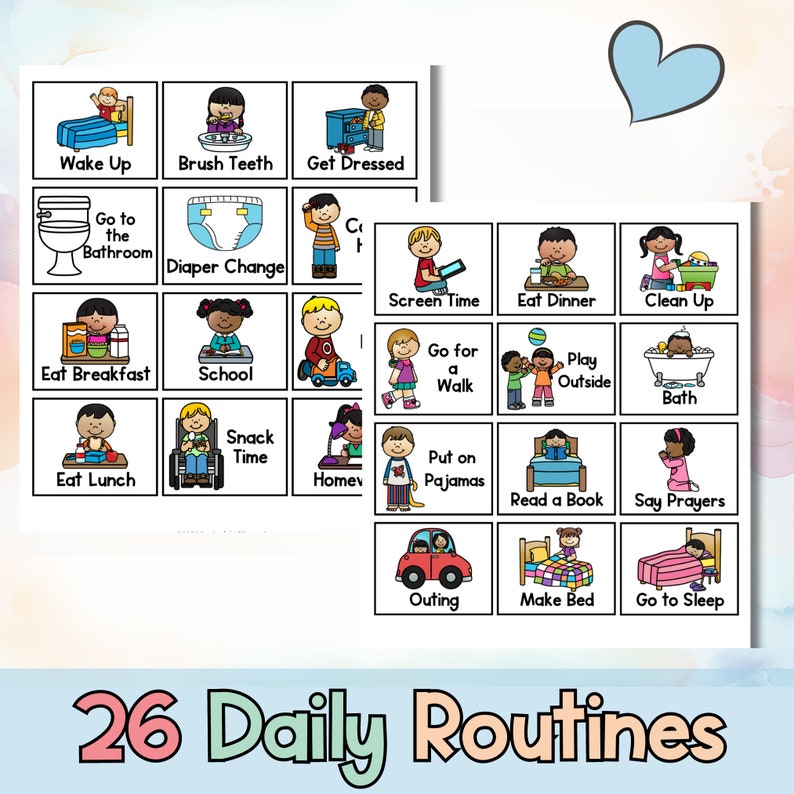 Visual Schedule & Daily Routine Cards for Toddlers, Preschoolers (at ...