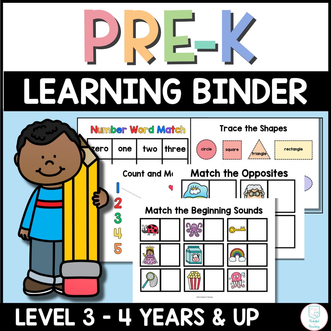 Pre-k Learning Binder - Pre-k Busy Book, Activity Book for Preschoolers ...