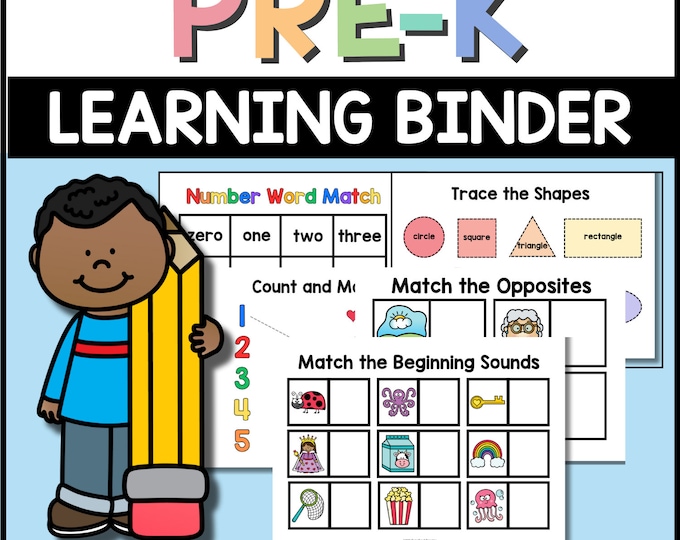 Pre-k Learning Binder - Pre-k Busy Book, Activity Book for Preschoolers ...