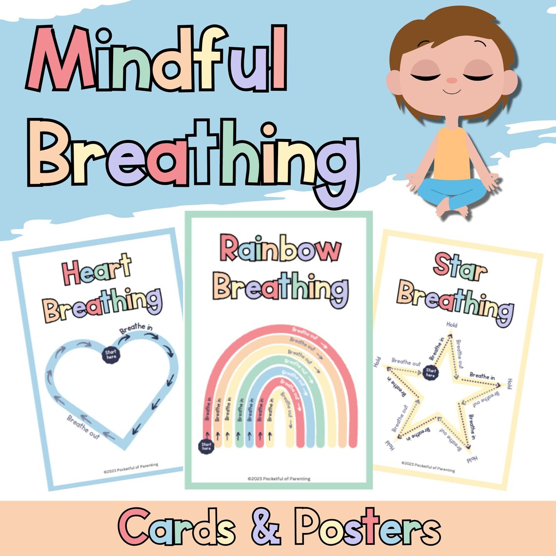 Mindful Breathing Cards and Posters | Calming Strategies for Kids ...