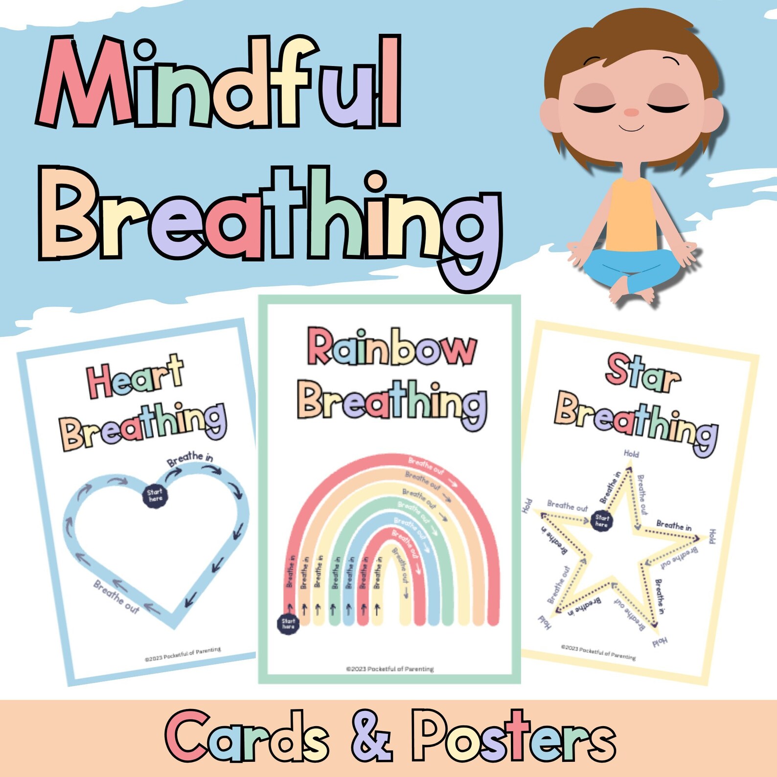 Mindful Breathing Cards and Posters | Calming Strategies for Kids ...