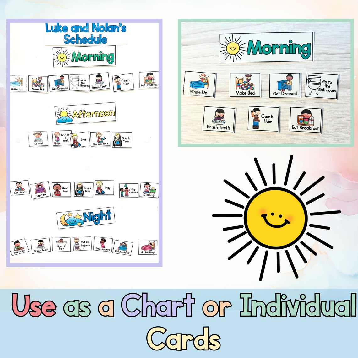 Visual Schedule & Daily Routine Cards for Toddlers, Preschoolers (at ...