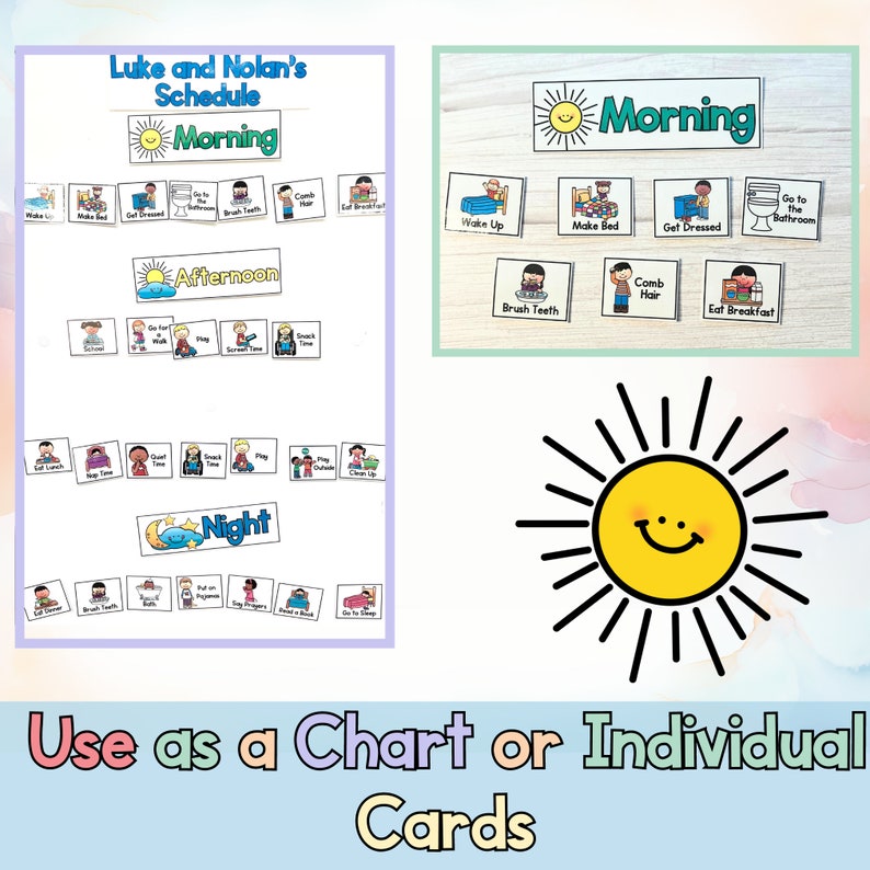 Visual Schedule & Daily Routine Cards for Toddlers, Preschoolers (at ...